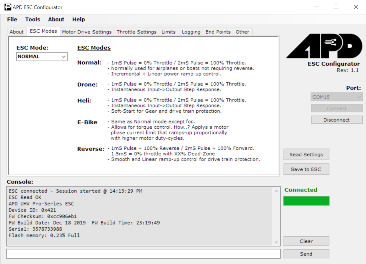 APD Configurator Application Screens - NeuMotors Brushless Motors